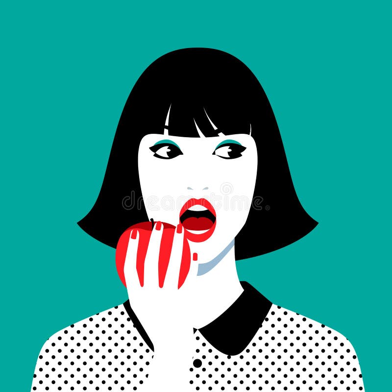 Fille mangeant la pomme illustration de vecteur. Illustration du pomme ... Fille mangeant la pomme illustration de vecteur. Illustration du pomme ...
