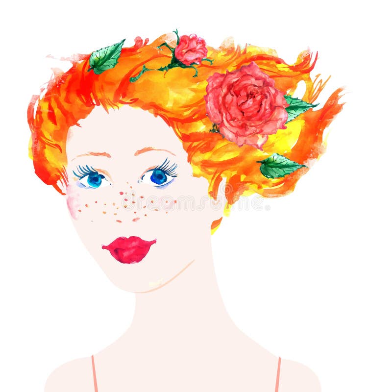 Fille rousse illustration de vecteur. Illustration du jeune - 52167405