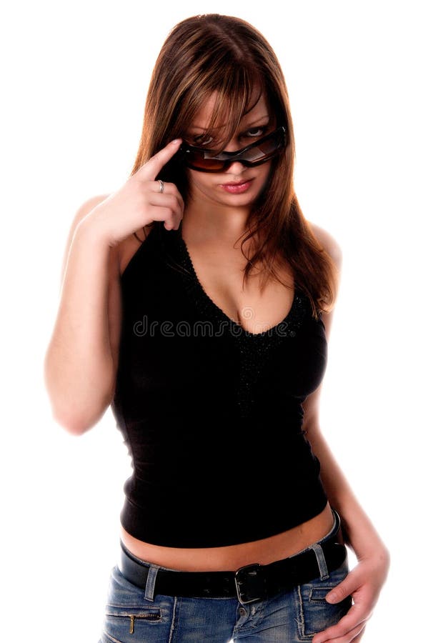 Employé De Bureau Féminin Superbe Au Dessus Du Fond Blanc Photo Stock