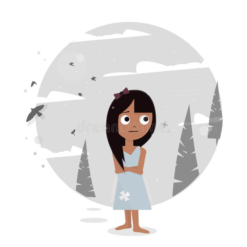 Fille perdue dans les bois illustration de vecteur. Illustration du ...