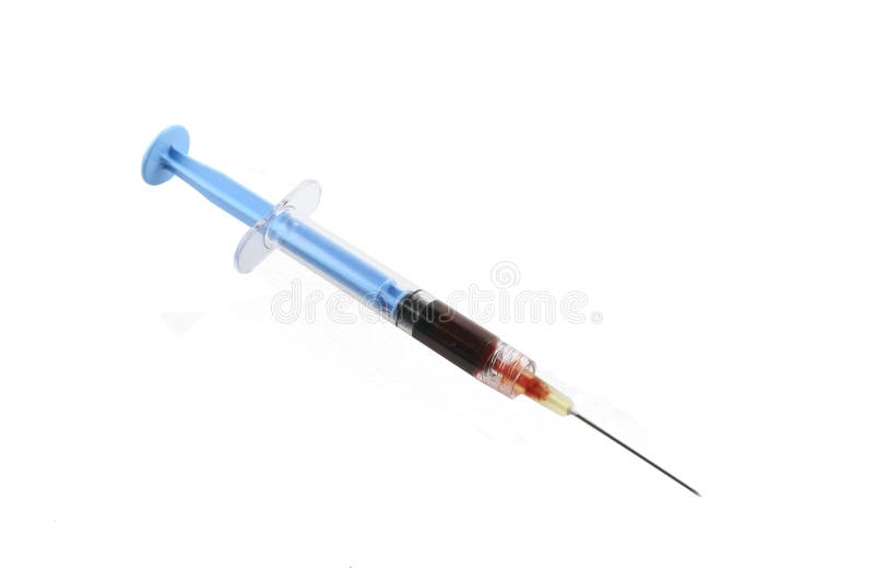 Filled Blue Syringe with Needl Stock Image - Image of medical, injury ...