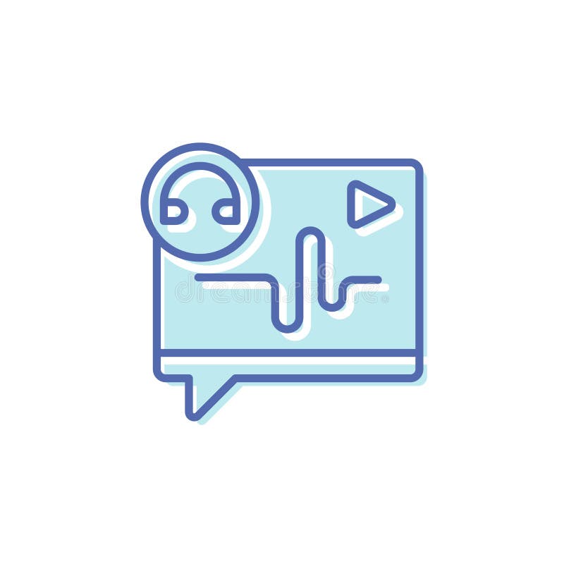 Filled Color Voice Note Vector Icon. Headset, Play Button, Sound Wave ...