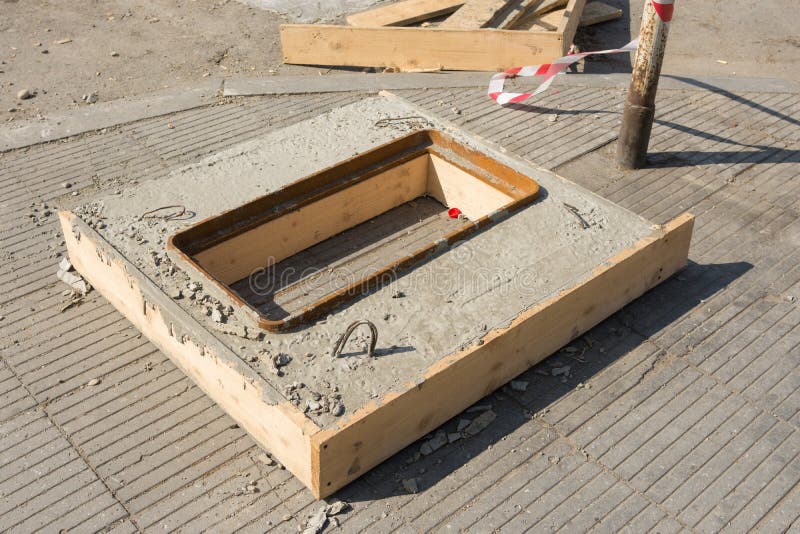 Filled with Concrete Cesspit Prepared Stock Photo - Image of ...