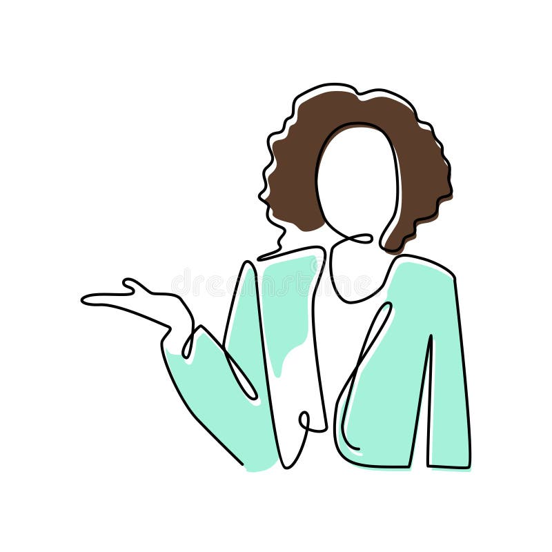 Filled Continuous Line Drawing Business Woman Office Work Concept Stock ...