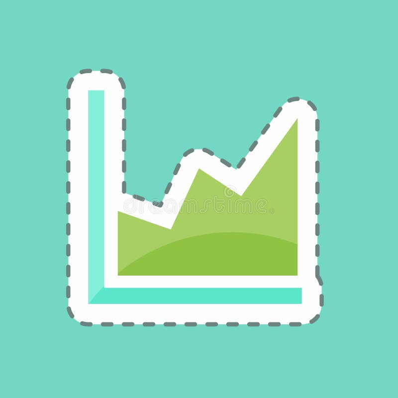 Filled Graph Sticker in Trendy Line Cut Isolated on Blue Background ...