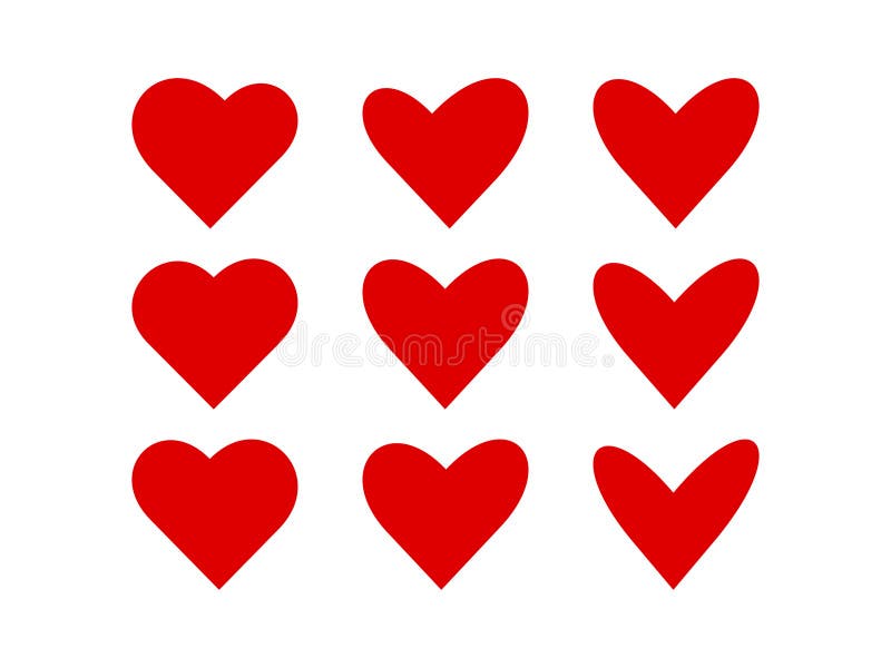 Filled Heart Valentine Icon Set Vector Illustration Stock Vector ...