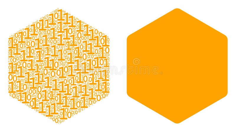 Filled Hexagon Mosaic of Binary Digits Stock Vector - Illustration of ...