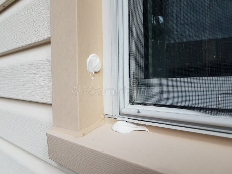 Filled Holes in Window Frame with Glass Window Stock Photo - Image of ...