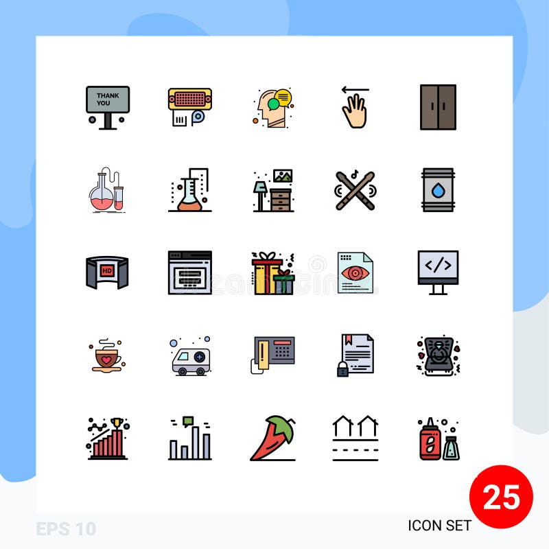 Filled Line Flat Color Pack of 25 Universal Symbols of Left, Hand ...