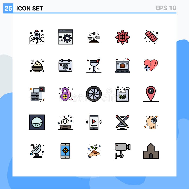 Filled Line Flat Color Pack of 25 Universal Symbols of Scale, Law ...