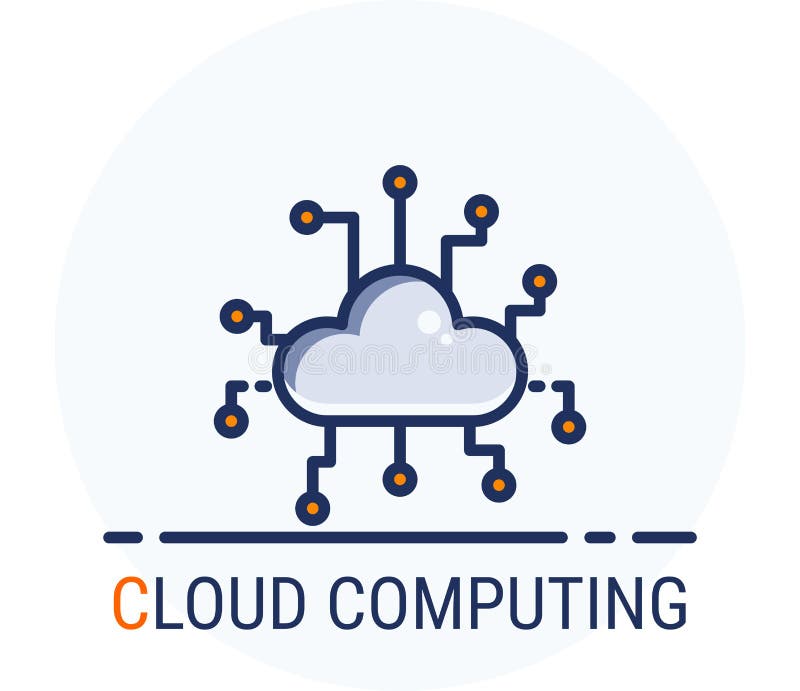 Filled Line Icons Style. Hacker Cyber Crime Attack Cloud Computing for ...
