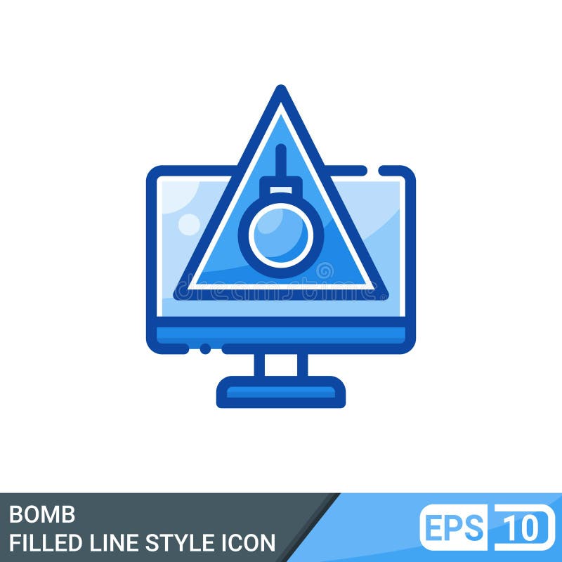 Filled Line Style Boom Icon with Computer Stock Vector - Illustration ...
