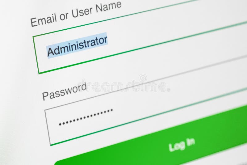 Filled Login and Hidden by Dots Password at Login Screen Stock Photo ... Filled Login and Hidden by Dots Password at Login Screen Stock Photo ...
