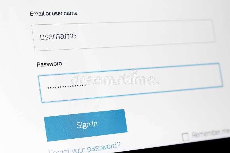 Filled Login and Hidden by Dots Password at Login Screen Stock Photo ... Filled Login and Hidden by Dots Password at Login Screen Stock Photo ...