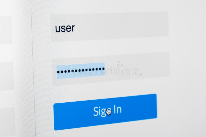 Filled Login and Hidden by Dots Password at Login Screen Stock Photo ... Filled Login and Hidden by Dots Password at Login Screen Stock Photo ...