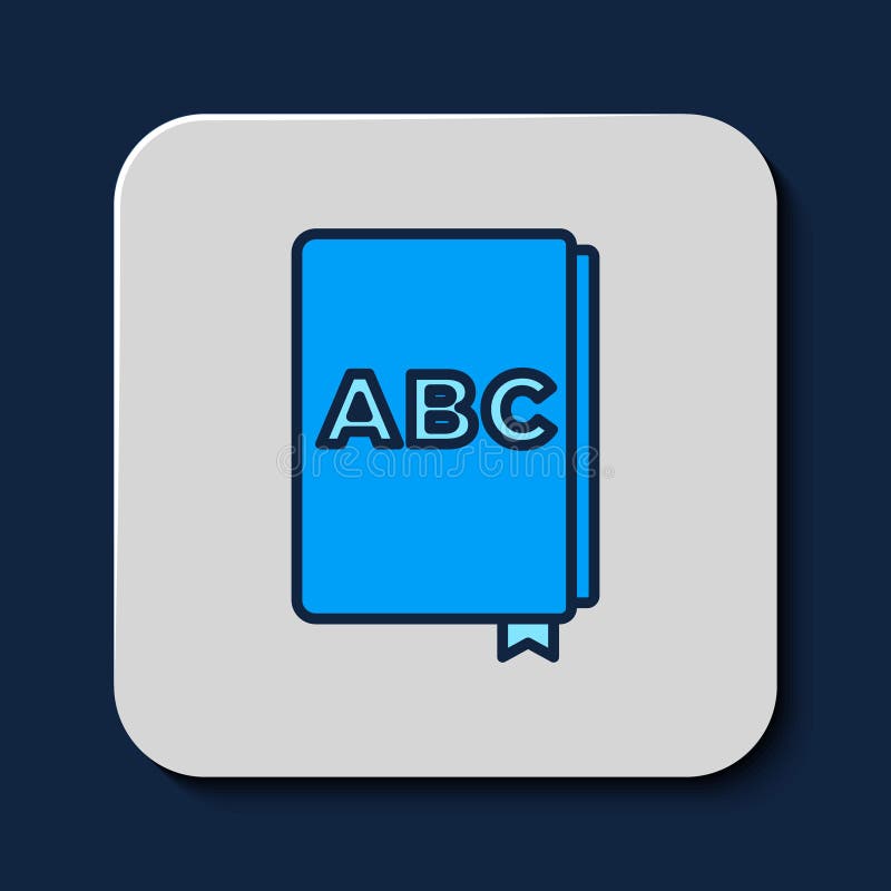 Filled Outline ABC Book Icon Isolated on Blue Background. Dictionary ...