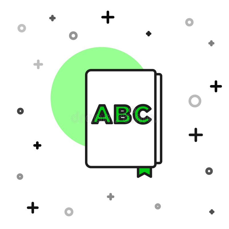 Filled Outline ABC Book Icon Isolated on White Background. Dictionary ...
