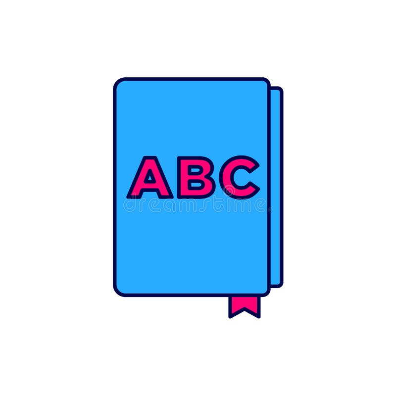 Filled Outline ABC Book Icon Isolated on White Background. Dictionary ...