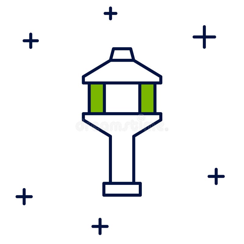 Filled Outline Airport Control Tower Icon Isolated on White Background. Vector Stock ...