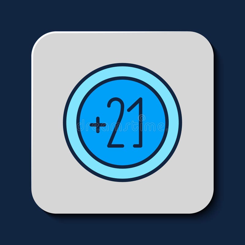 Filled Outline Alcohol 21 Plus Icon Isolated on Blue Background ...