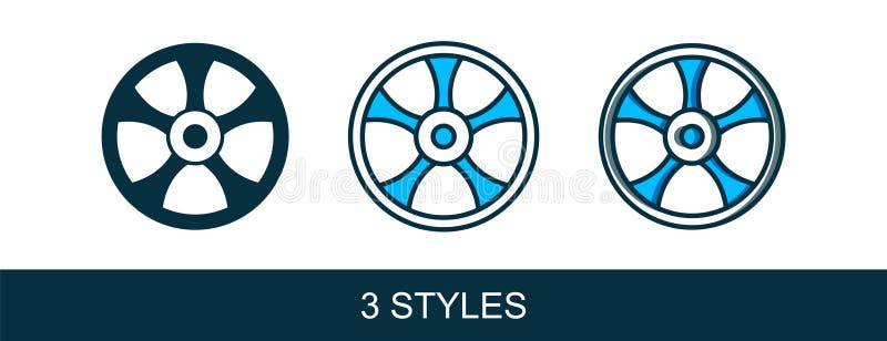 Filled Outline Alloy Wheel for Car Icon Isolated on White Background ...