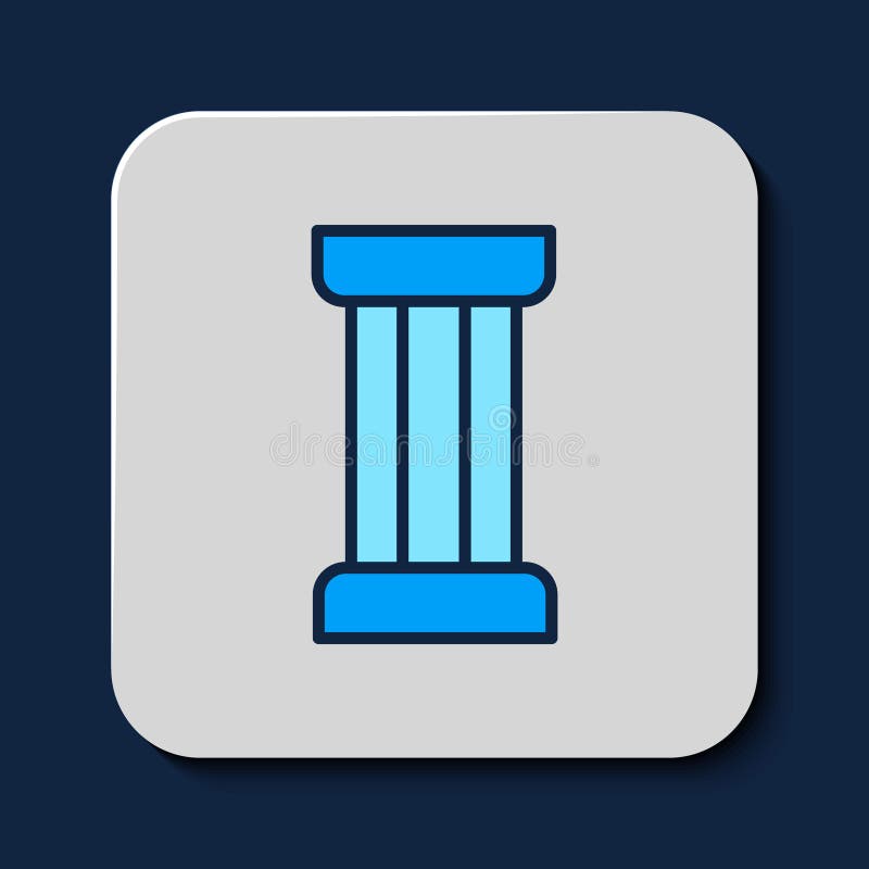 Filled Outline Ancient Column Icon Isolated on Blue Background. Vector ...