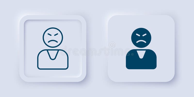 Filled and Outline Angry Customer Icon Isolated on Grey Background ...