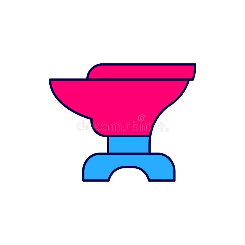 Filled Outline Anvil for Blacksmithing and Hammer Icon Isolated on ...