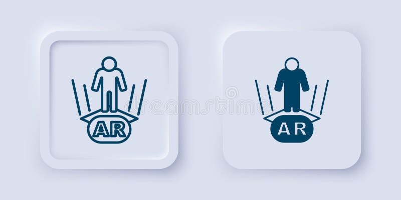 Filled and Outline Augmented Reality AR Icon Isolated on Grey ...