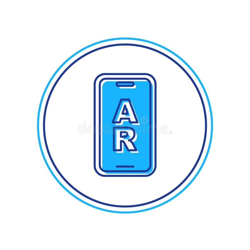 Filled Outline Augmented Reality AR Icon Isolated on White Background ...
