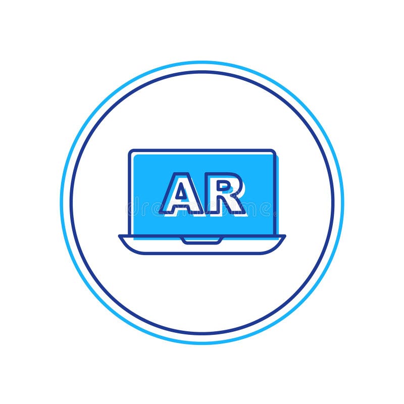 Filled Outline Augmented Reality AR Icon Isolated on White Background ...