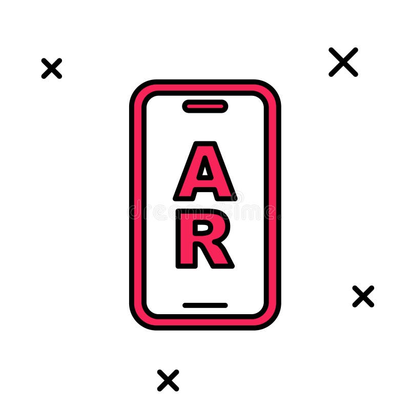 Filled Outline Augmented Reality AR Icon Isolated on White Background ...