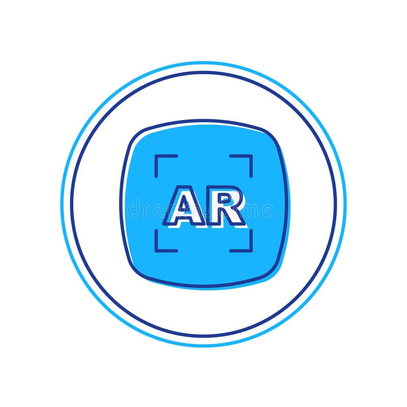 Filled Outline Augmented Reality AR Icon Isolated on White Background ...
