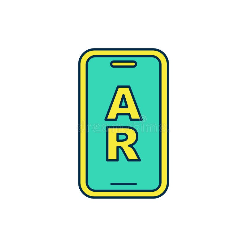 Filled Outline Augmented Reality AR Icon Isolated on White Background ... Filled Outline Augmented Reality AR Icon Isolated on White Background ...