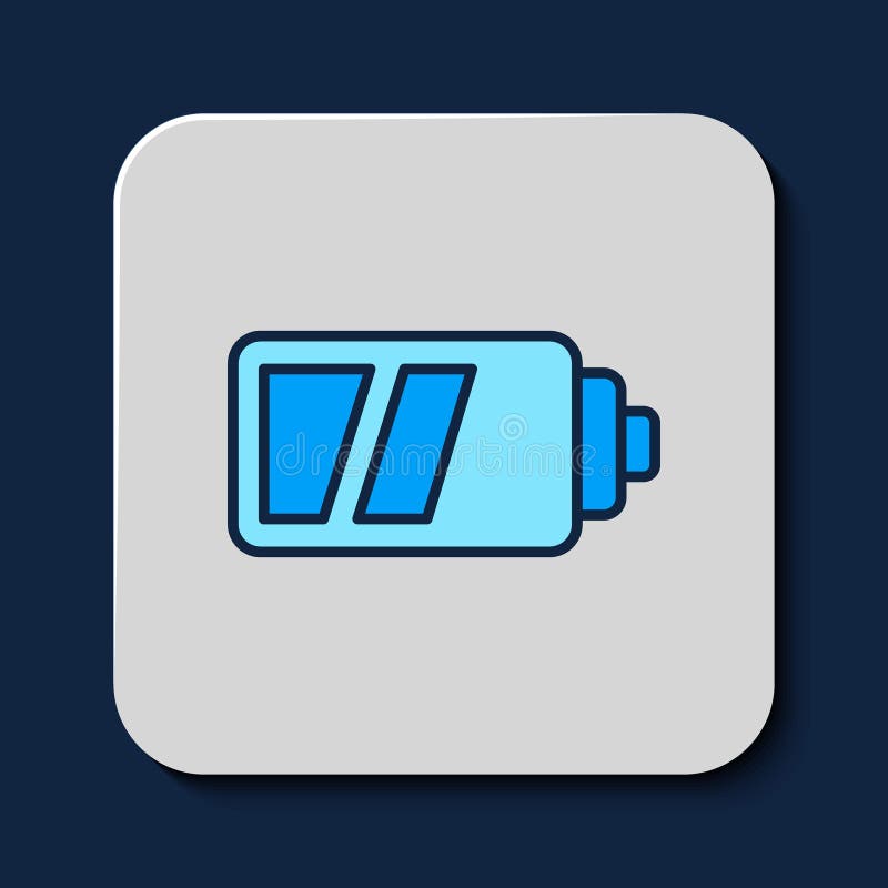 Filled Outline Battery for Camera Icon Isolated on Blue Background ... Filled Outline Battery for Camera Icon Isolated on Blue Background ...