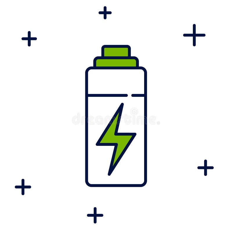 Filled Outline Battery Icon Isolated on White Background. Lightning ... Filled Outline Battery Icon Isolated on White Background. Lightning ...
