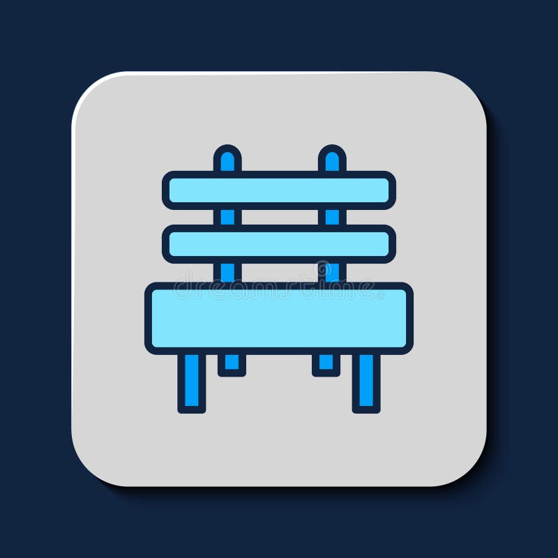 Filled Outline Bench Icon Isolated on Blue Background. Vector Stock ...
