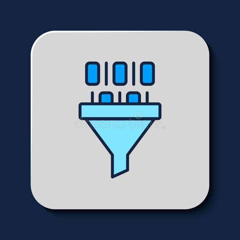 Filled Outline Binary Code Icon Isolated on Blue Background. Vector ...