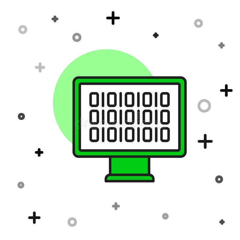 Filled Outline Binary Code Icon Isolated on White Background. Vector ... Filled Outline Binary Code Icon Isolated on White Background. Vector ...