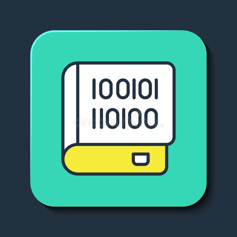 Filled Outline Books about Programming Icon Isolated on Blue Background ...