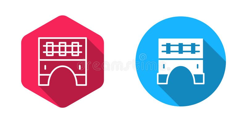 Filled and Outline Bridge for Train Icon Isolated with Long Shadow ...