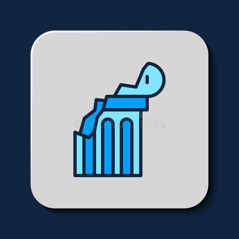 Filled Outline Broken Ancient Column Icon Isolated on Blue Background ...
