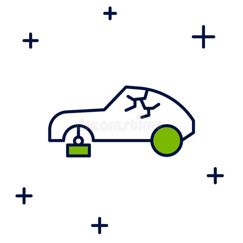 Filled Outline Broken Car Icon Isolated on White Background. Car Crush ...