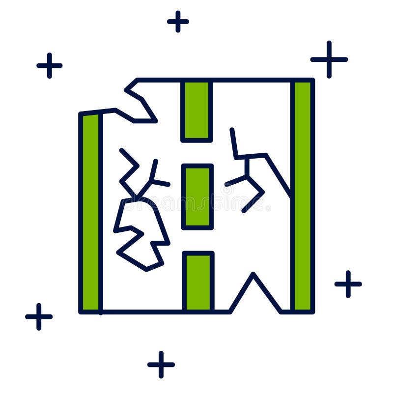 Filled Outline Broken Road Icon Isolated on White Background. Vector ...