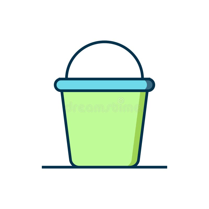 Filled Outline Bucket Icon Isolated on White Background. Flat Filled ...
