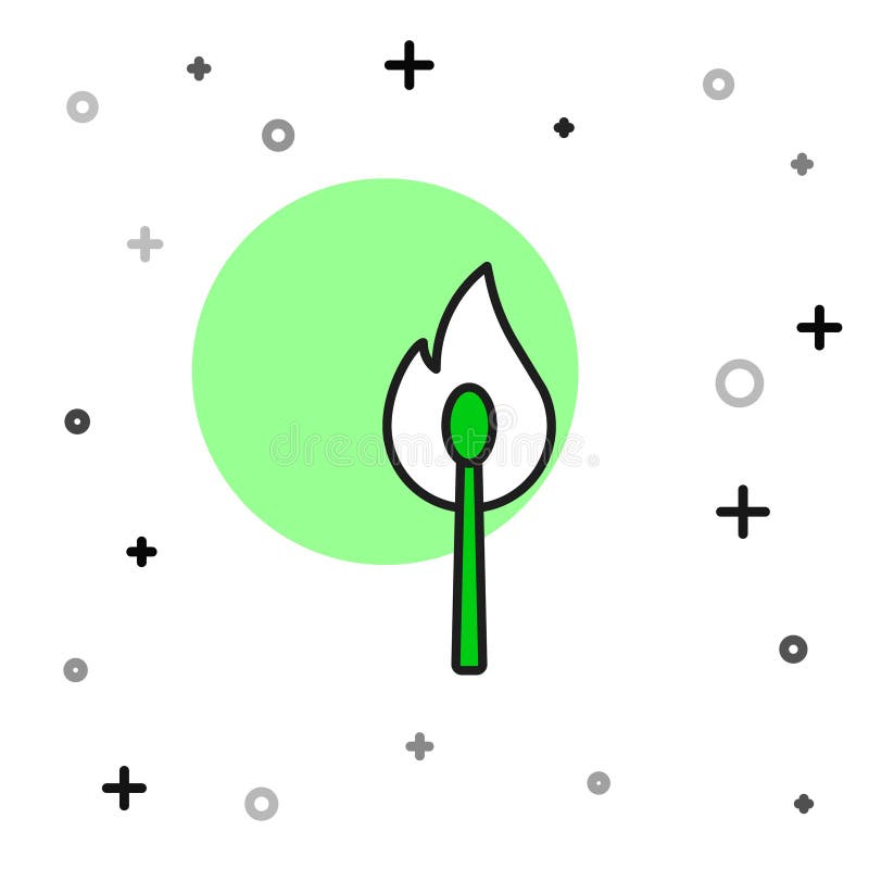 Filled Outline Burning Match with Fire Icon Isolated on White ...