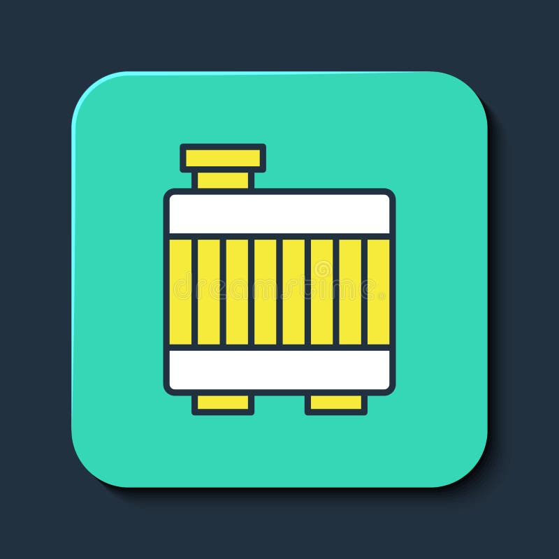 Filled Outline Car Radiator Cooling System Icon Isolated on Blue ...