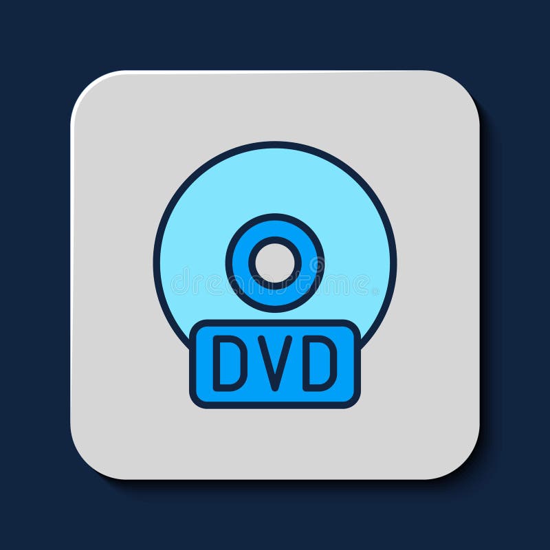 Filled Outline Cd Or Dvd Disk Icon Isolated On Blue Background Compact Disc Sign Stock Vector