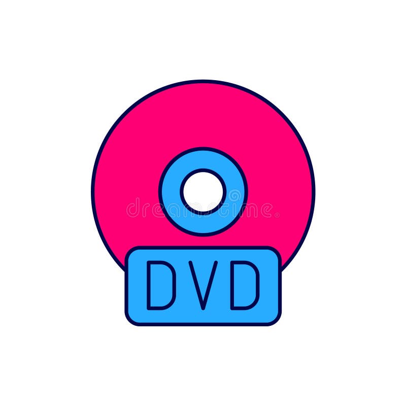 Filled Outline Cd Or Dvd Disk Icon Isolated On White Background Compact Disc Sign Stock