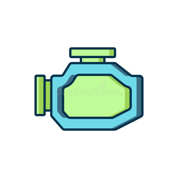 Filled Outline Check Engine Icon Isolated on White Background. Flat ...